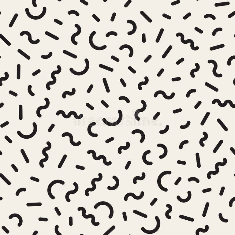 Vector Seamless Black and White Jumble Geometric Lines Memphis Pattern ...
