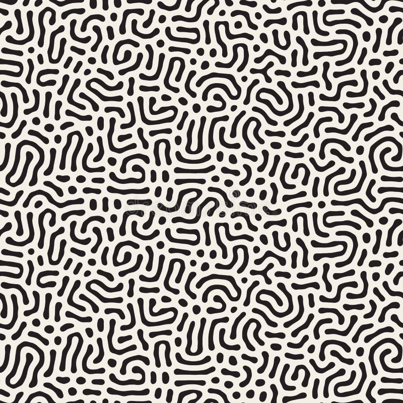 Vector Seamless Black and White Organic Lines Pattern Stock Vector ...