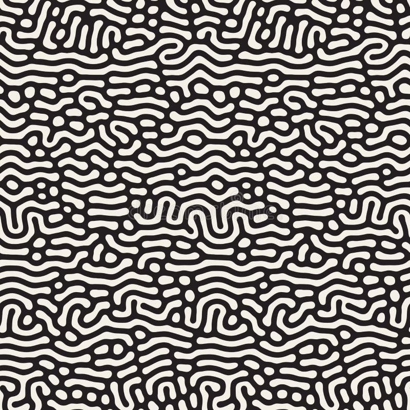 Vector Seamless Black and White Organic Lines Pattern Stock Vector ...