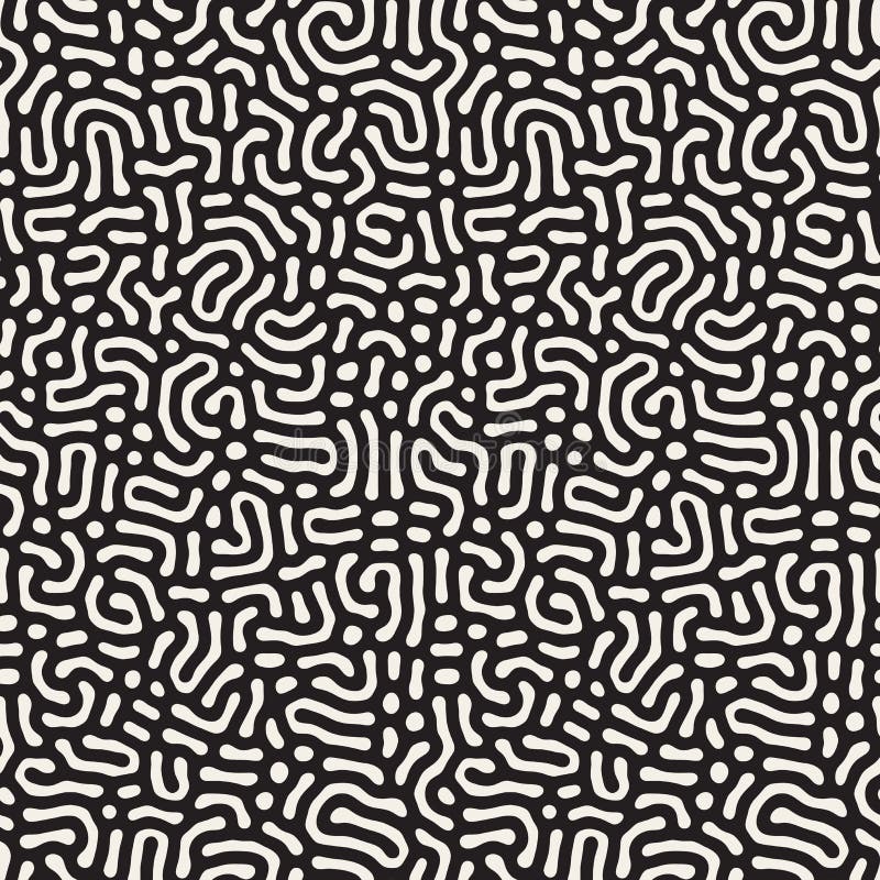 Vector Seamless Black and White Organic Lines Pattern Stock Vector ...