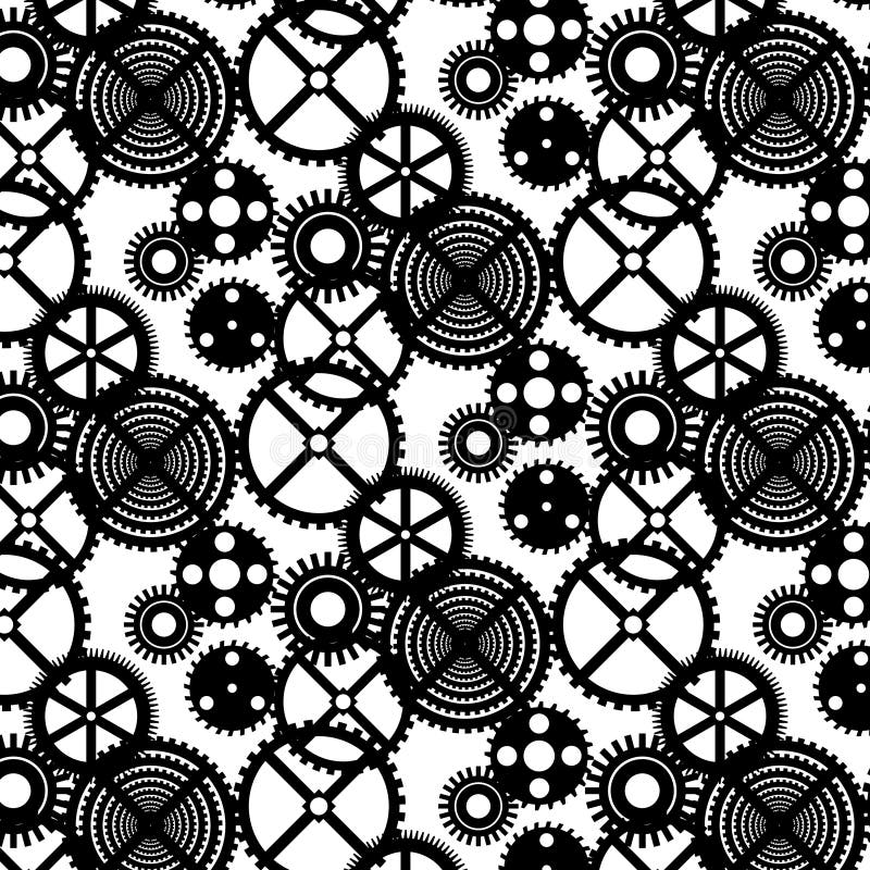 Vector Seamless Black and White Pattern with Gears Stock Vector ...