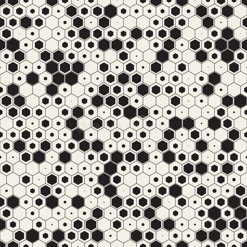 Vector Seamless Black and White Random Hexagons Honeycomb Pattern Stock ...