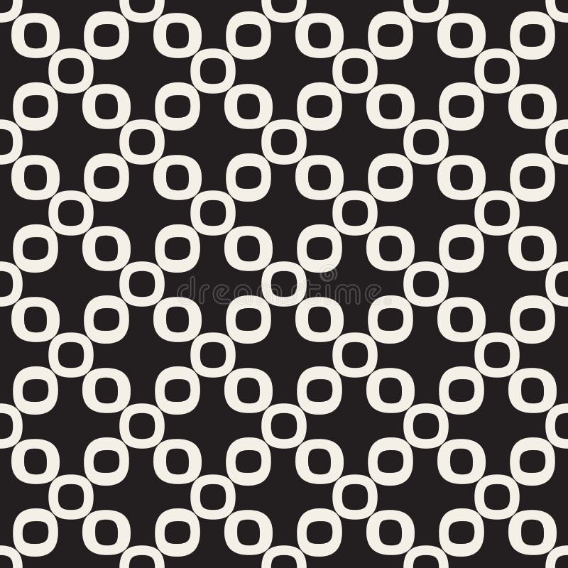 Vector Seamless Black and White Rounded Circle Cross Lattice Pattern ...