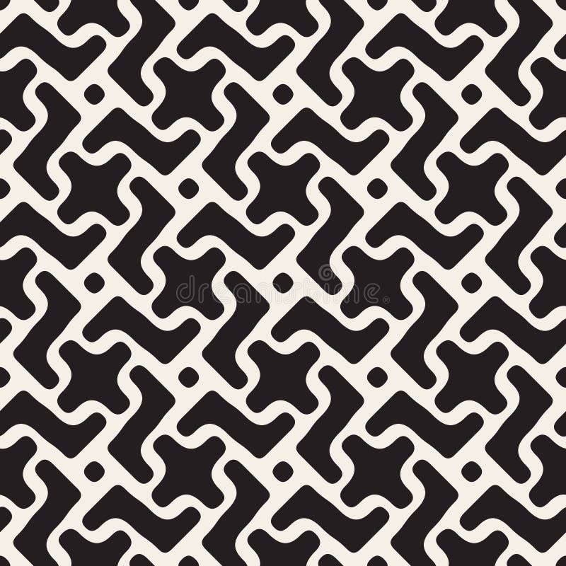 Vector Seamless Black and White Rounded Geometric Pattern Stock Vector ...
