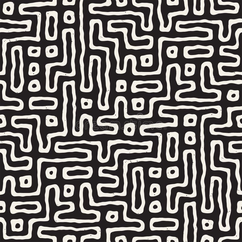 Vector Seamless Black and White Rounded Irregular Maze Pattern ... Vector Seamless Black and White Rounded Irregular Maze Pattern ...