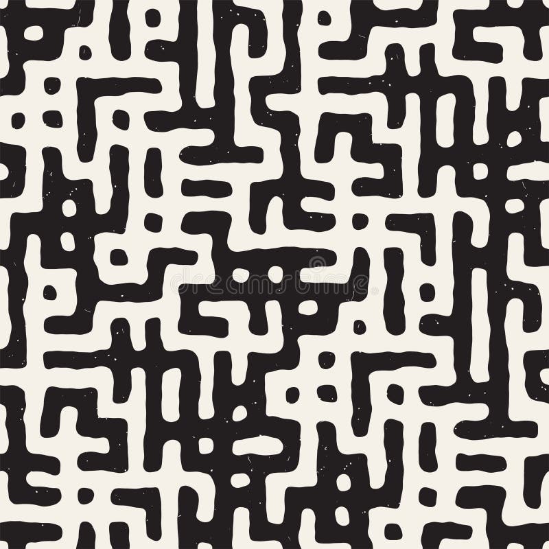 Vector Seamless Black and White Rounded Irregular Maze Pattern ... Vector Seamless Black and White Rounded Irregular Maze Pattern ...
