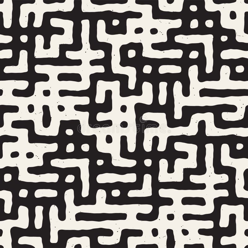 Vector Seamless Black and White Rounded Irregular Maze Pattern ... Vector Seamless Black and White Rounded Irregular Maze Pattern ...