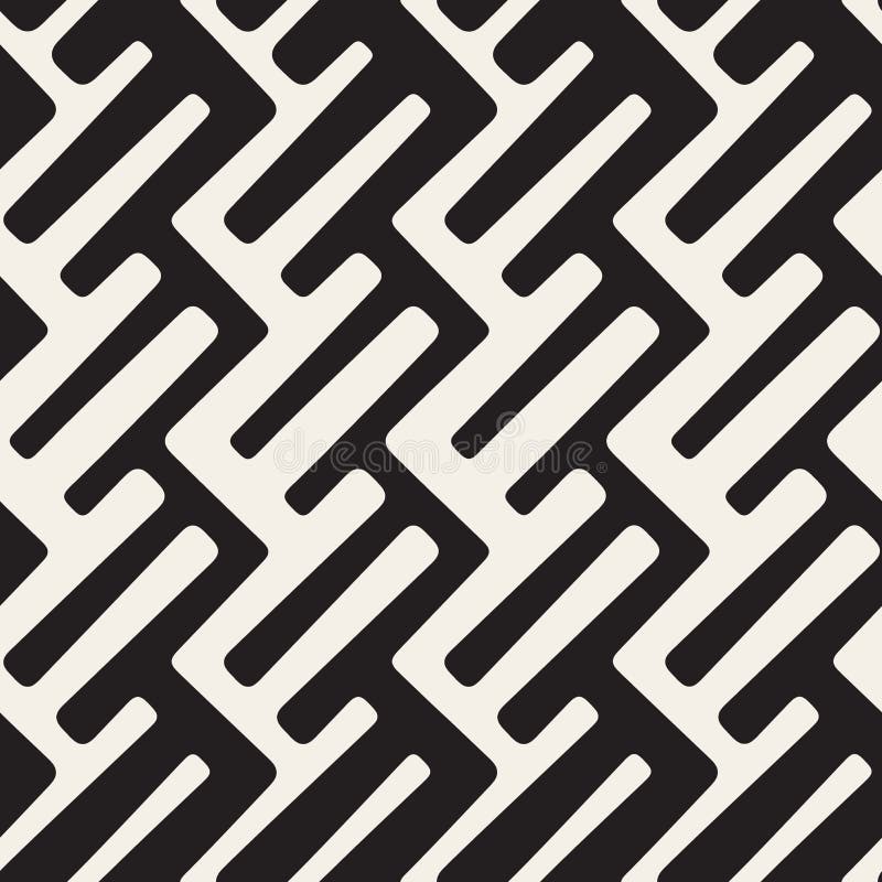Vector Seamless Black and White Rounded Lines Geometric Pattern Stock ...