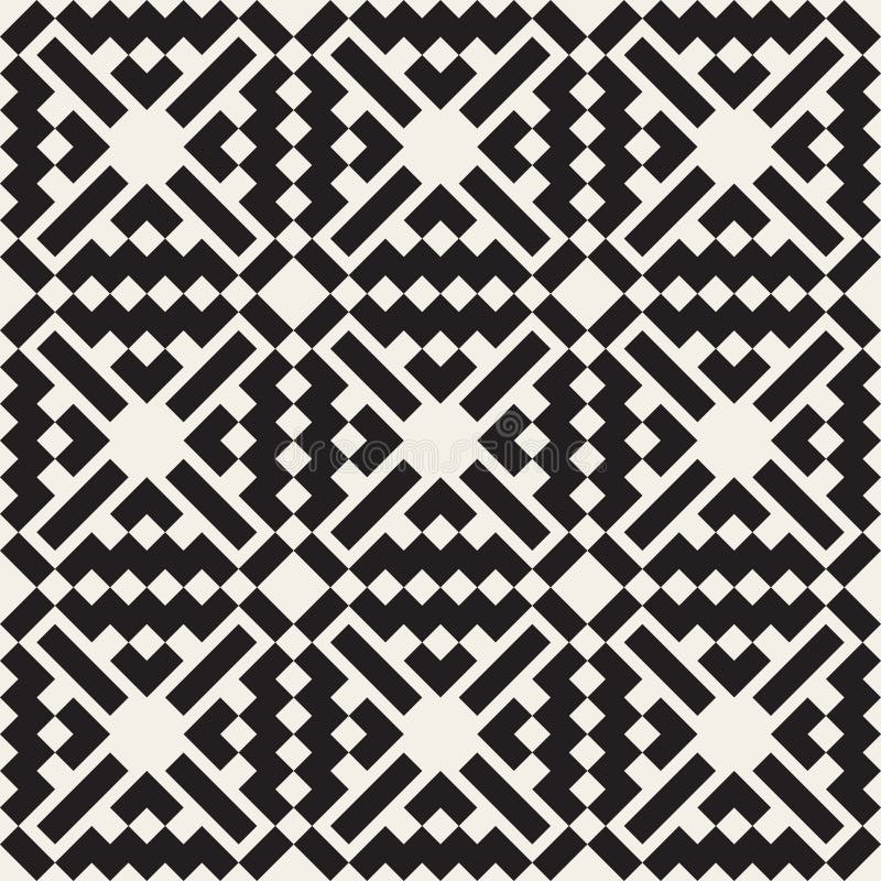 Vector Seamless Black and White Simple Cross Square Ethnic Pattern ...