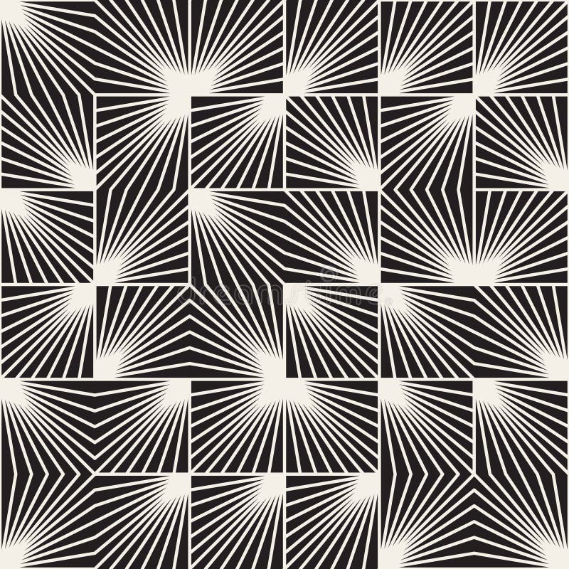 Vector Seamless Black and White Square Line Rays Irregular Geometric ...