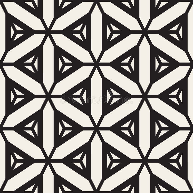 Vector Seamless Black and White Star Lines Grid Pattern Stock Vector ...
