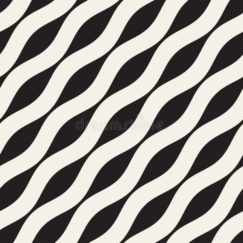 Vector Seamless Black and White Wavy Lines Pattern. Abstract Geometric ...