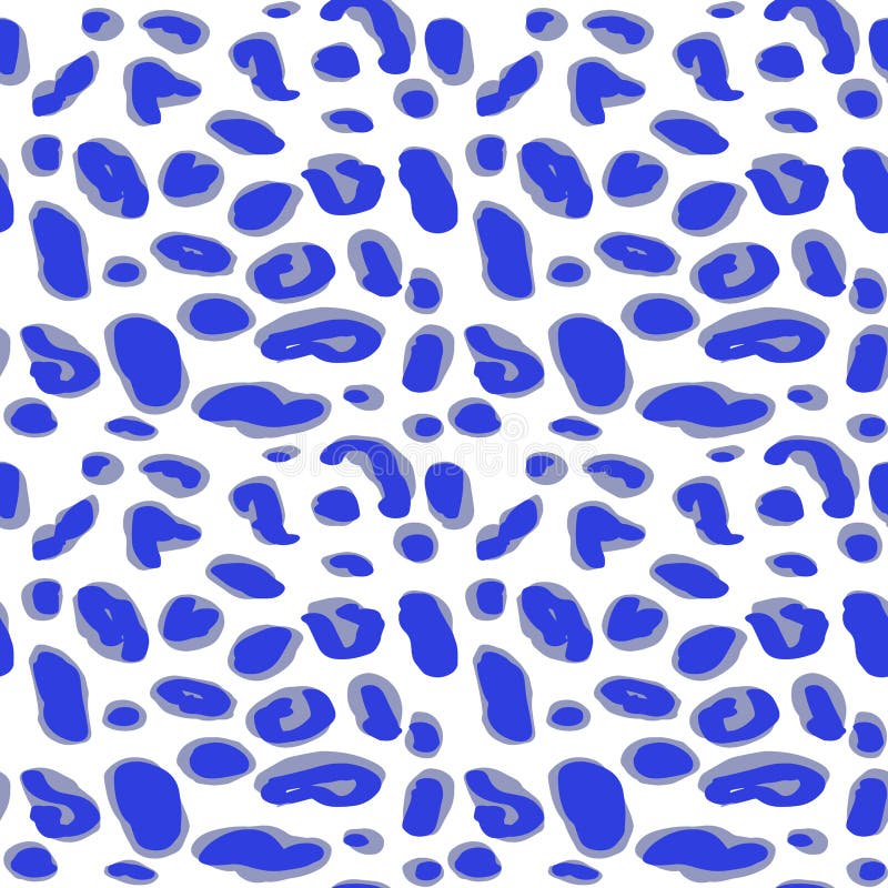 Vector Seamless Blue Leopard Pattern, Black and Blue Spots on a White ...