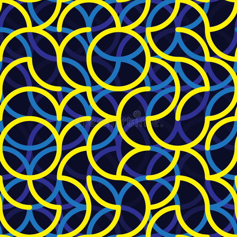 Vector Seamless Blue Yellow Color Iregular Rounded Arc Lines Geometric ...