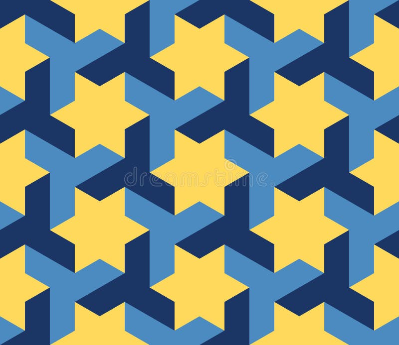 Vector Seamless Blue Yellow Geometric Star Triangle Shape Tessellation ...