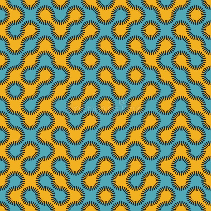 Vector Seamless Blue and Yellow Rounded Circle Maze Dashed Line Truchet ...