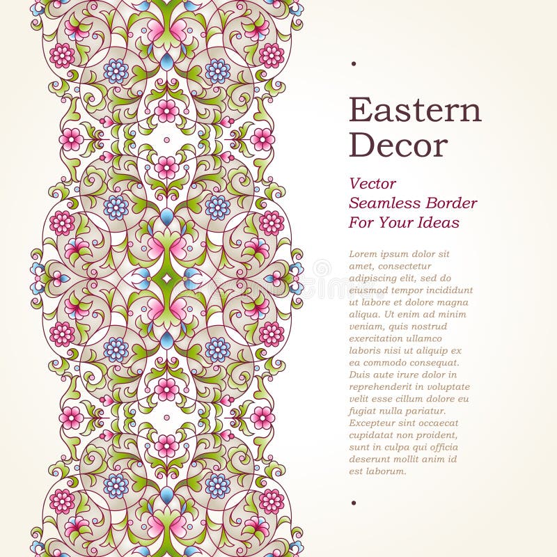 Vector Seamless Border in Eastern Style. Stock Vector - Illustration of ...