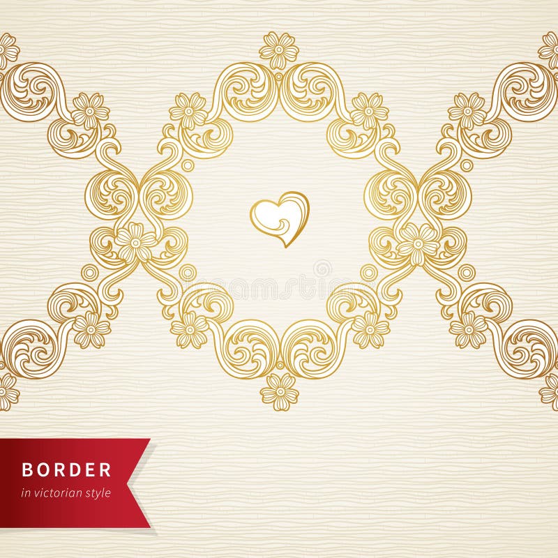Vector Seamless Border in Victorian Style. Stock Illustration ...