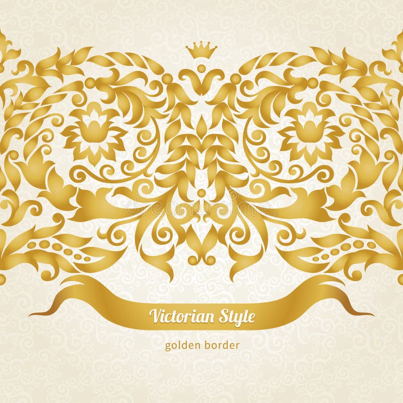 Vector Seamless Border in Victorian Style. Stock Vector - Illustration ...