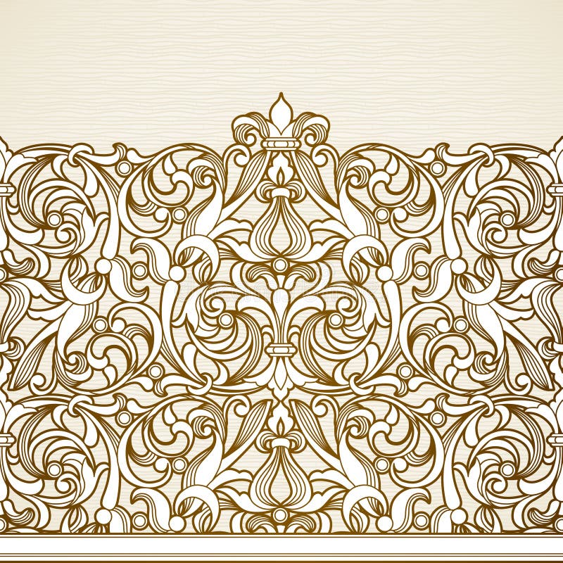 Vector Seamless Border in Victorian Style. Stock Vector - Illustration ...