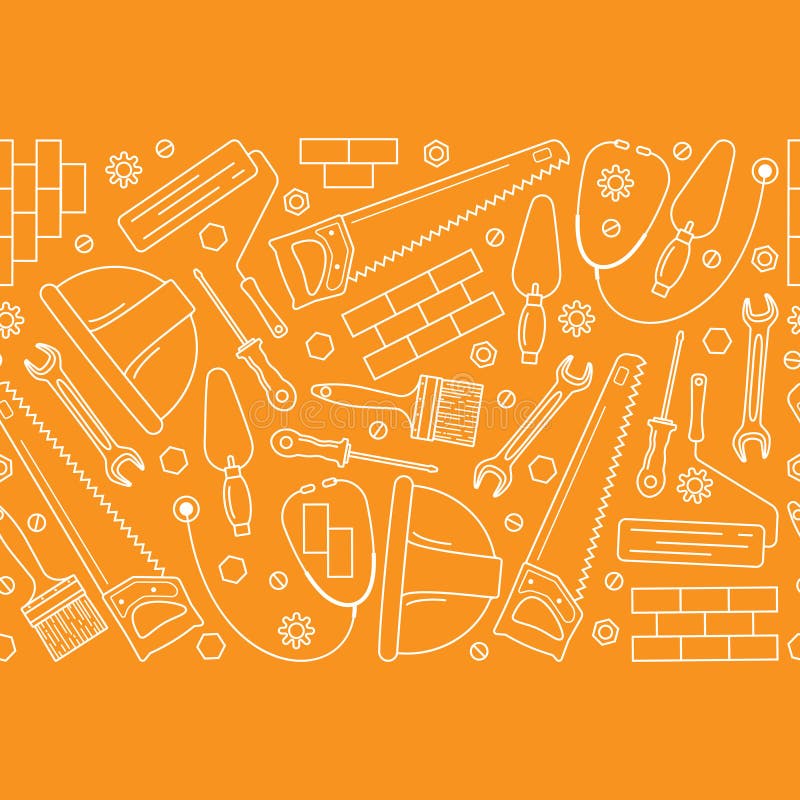 Vector Seamless Brush, Border, Pattern. Labor Day. Tools. Stock Vector ...