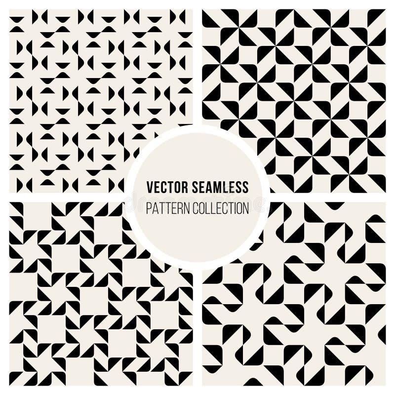 Vector Seamless BW Geometric Triangle Square Pattern Collection Stock ...