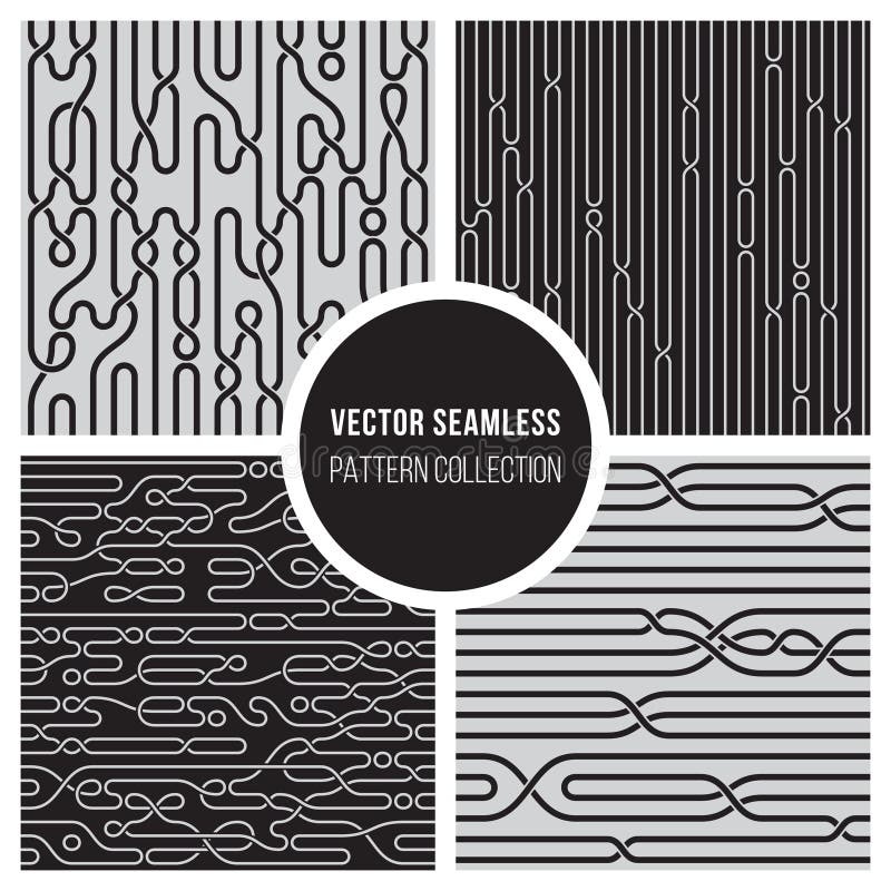 Vector Seamless BW Lines Geometric Pattern Collection Stock Vector ...