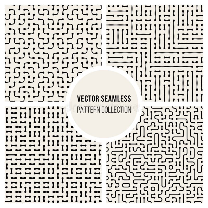 Vector Seamless BW Lines Geometric Pattern Collection Stock Vector ...