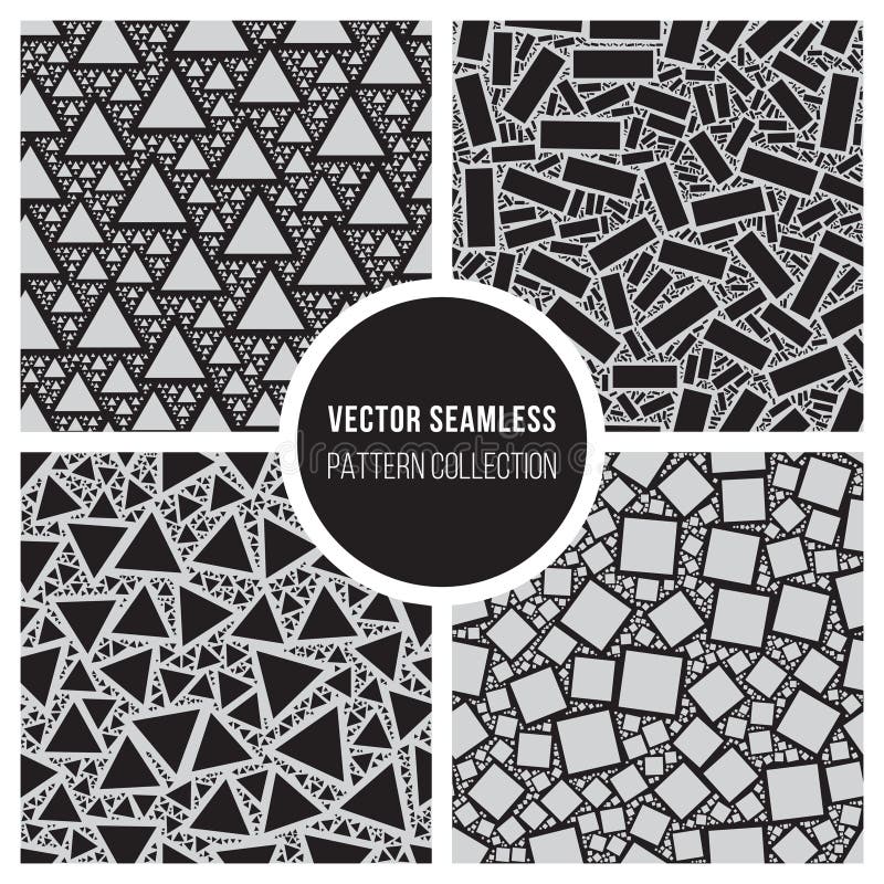 Vector Seamless BW Mosaic Pattern Collection Stock Vector ...