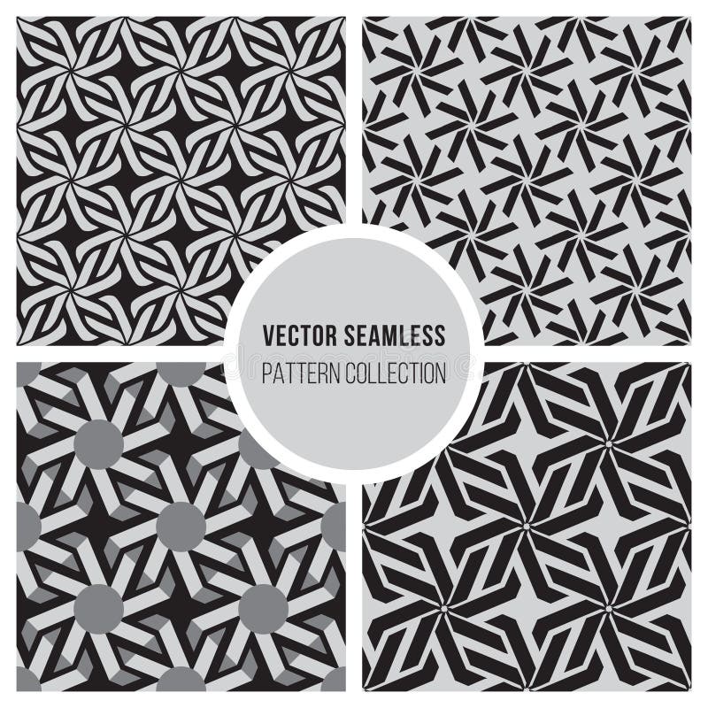Vector Seamless BW Pattern Collection Stock Vector - Illustration of ...