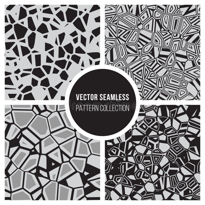 Vector Seamless BW Pattern Mosaic Collection Stock Illustration ...