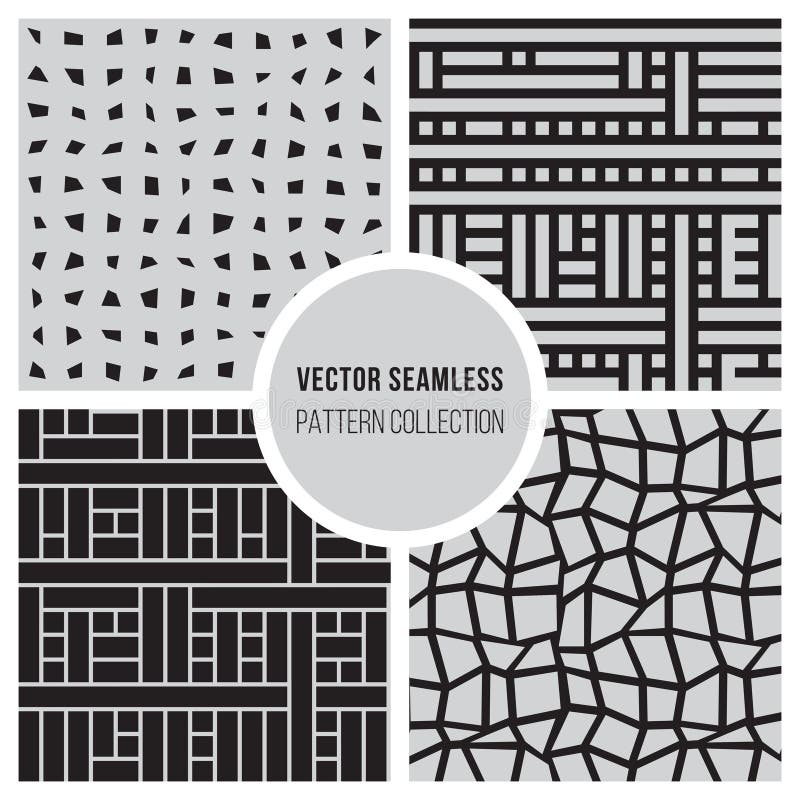 Vector Seamless BW Rectangle Pattern Collection Stock Vector ...