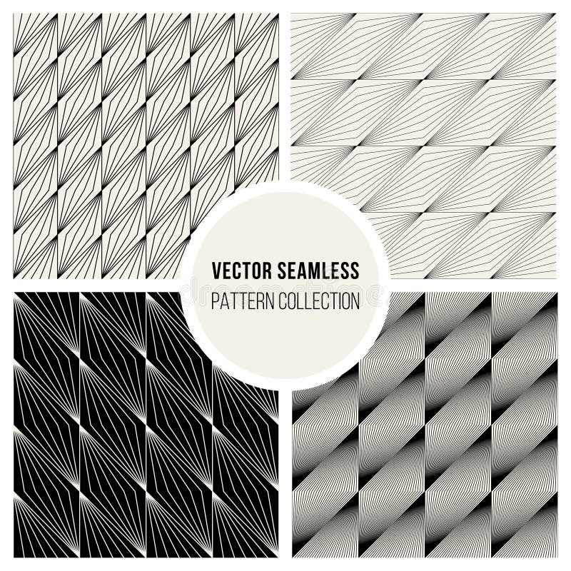 Vector Seamless BW Square Lines Geometric Pattern Collection Stock ...