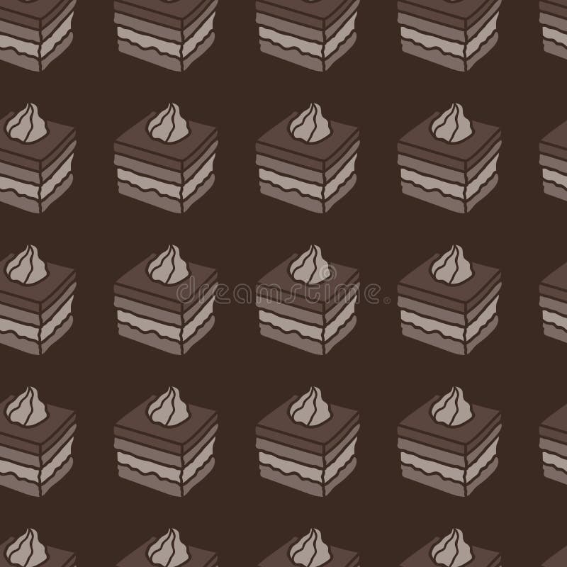 Vector Seamless Cake Pattern in Brown Stock Vector - Illustration of ...
