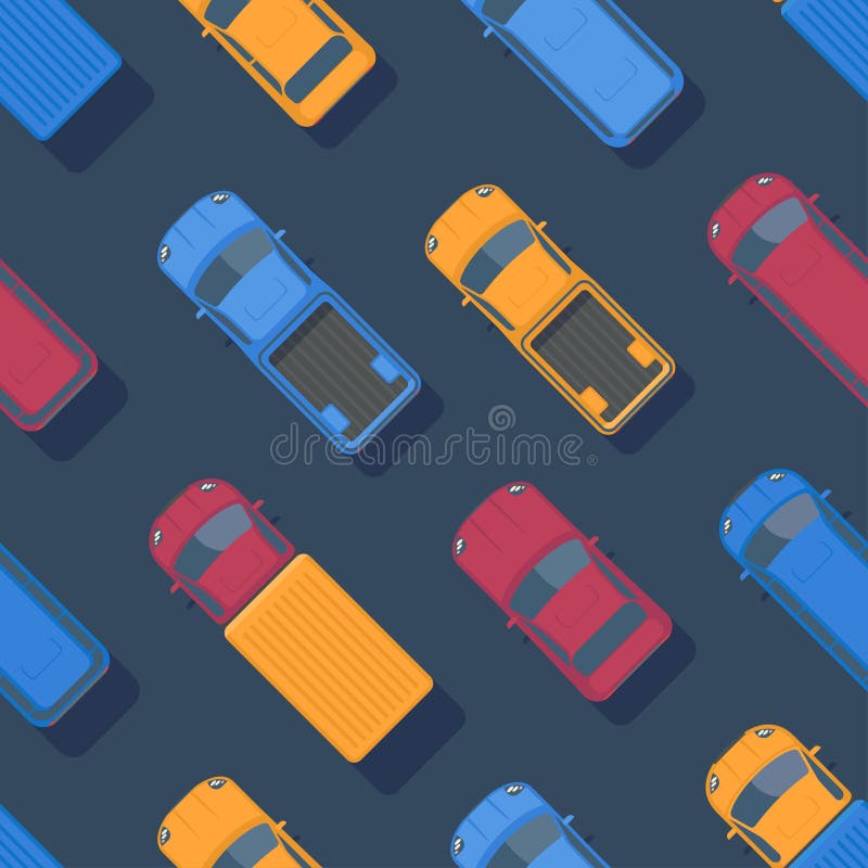 Vector Seamless Car Pattern. Top View Flat Illustration. Stock Vector ...