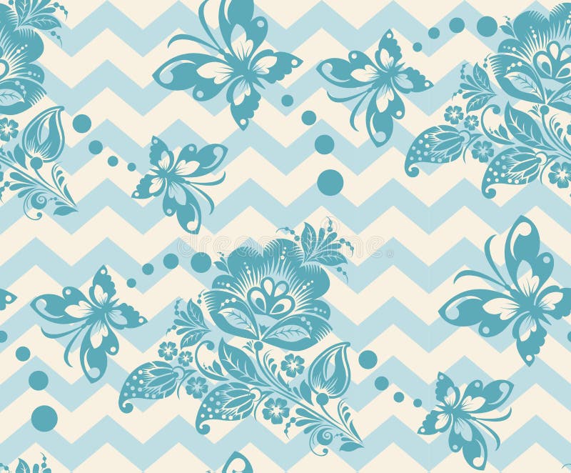 Vector Seamless Chevron Floral Background Stock Vector - Illustration ...