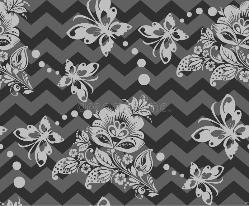 Vector Seamless Chevron Floral Background Stock Vector - Illustration ...