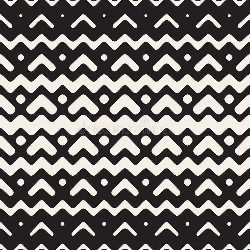 Vector Seamless Chevron ZigZag Rounded Lines Ethnic Pattern Stock ...