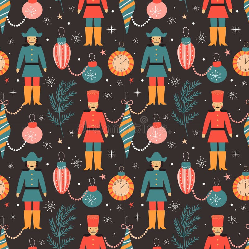 Seamless Christmas Pattern with Christmas Decorations - Balls, Toy ...
