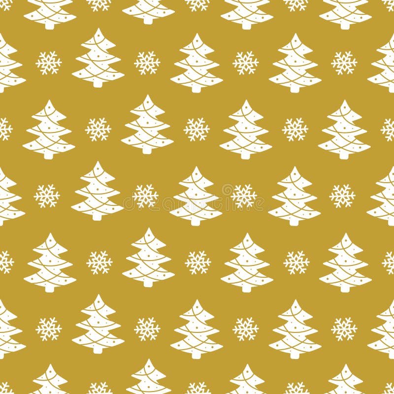 Vector Seamless Christmas Pattern on Gold Background. Stock Vector ...