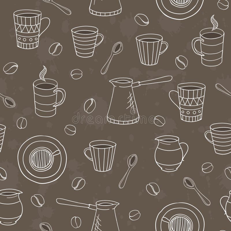 Vector Seamless Coffee Pattern Stock Vector - Illustration of drink ...
