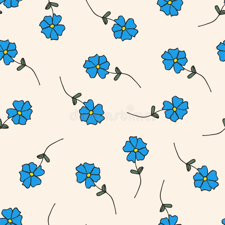 Vector Seamless Color Cute Floral Pattern - Hand Drawn Design ...