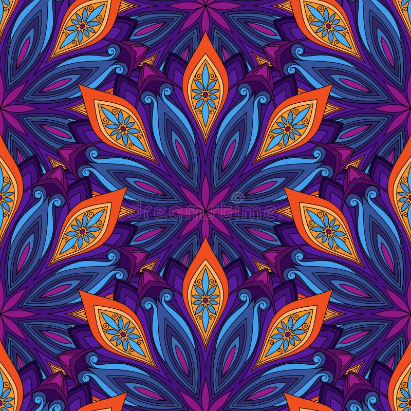 Vector Seamless Colored Ornate Pattern Stock Vector - Illustration of ...