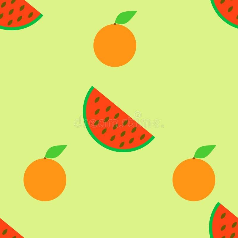 Vector Seamless Colorful Pattern with Fruits - Watermelon, Orange Stock ...