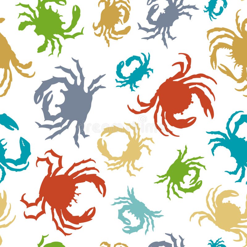 Vector Seamless Crabs Pattern. Stock Vector - Illustration of fauna ...