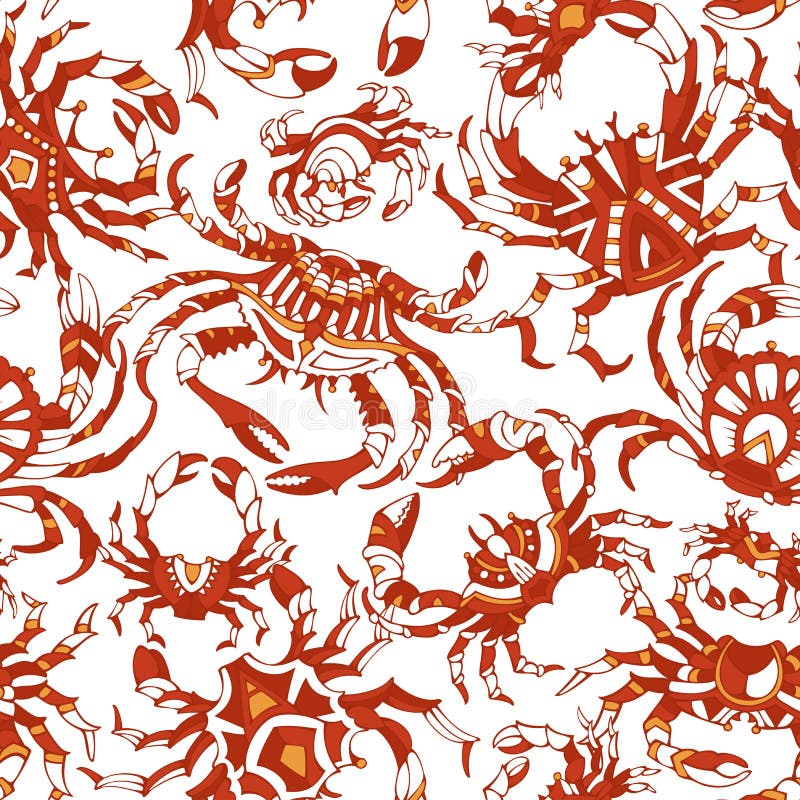 Seamless crabs pattern stock vector. Illustration of seamless - 89312055