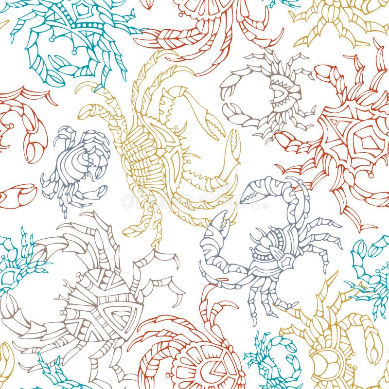 Seamless crabs pattern stock vector. Illustration of seamless - 89312055