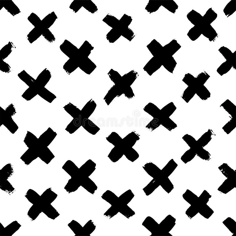 Scribble Cross Ink Brush Seamless Pattern Stock Vector - Illustration ...