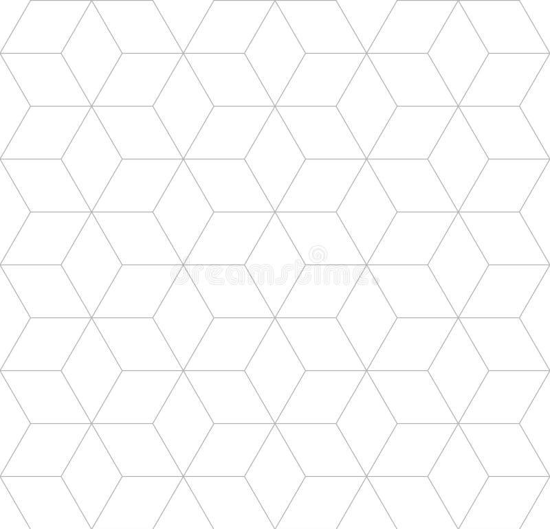 Vector Seamless Cubic Pattern Modern Thin Hexagon Grid Texture Stock Illustration