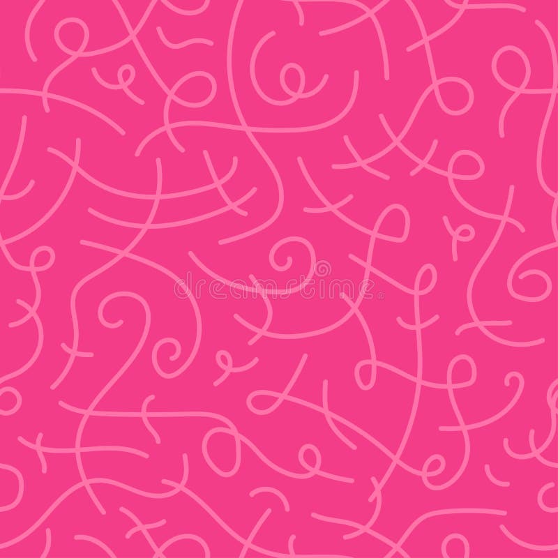 Vector Seamless Curve Pattern - Hand Drawn Design, Doodle Style ...